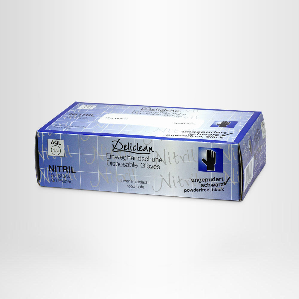 100x Nitril-Einweghandschuhe XL, ungepudert, schwarz, lebensmittelecht ...